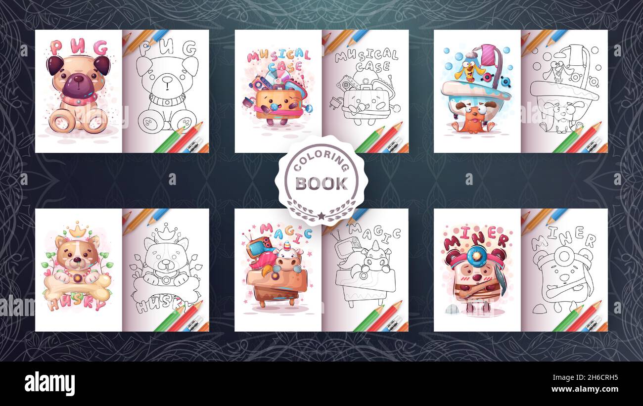 Set cartoon character coloring book Stock Vector Image & Art - Alamy