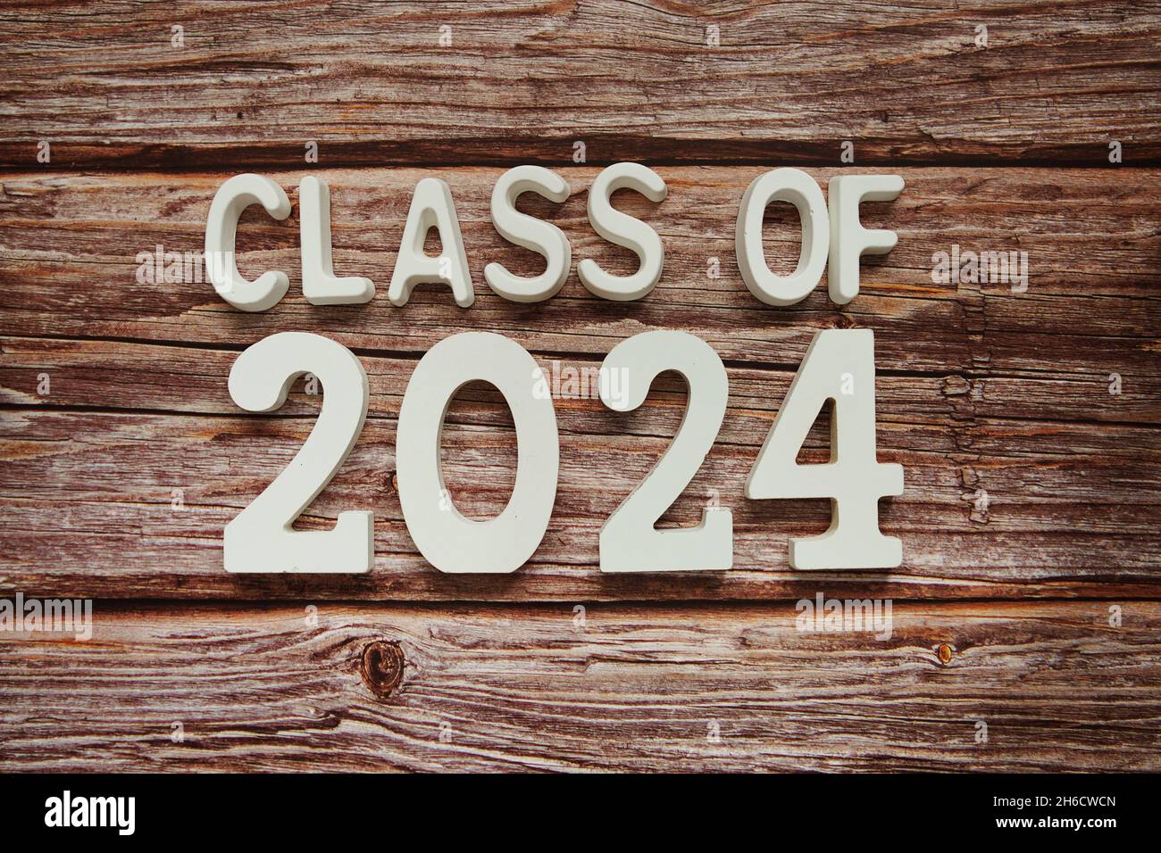 Class of 2024 word alphabet letters on wooden background Stock Photo ...