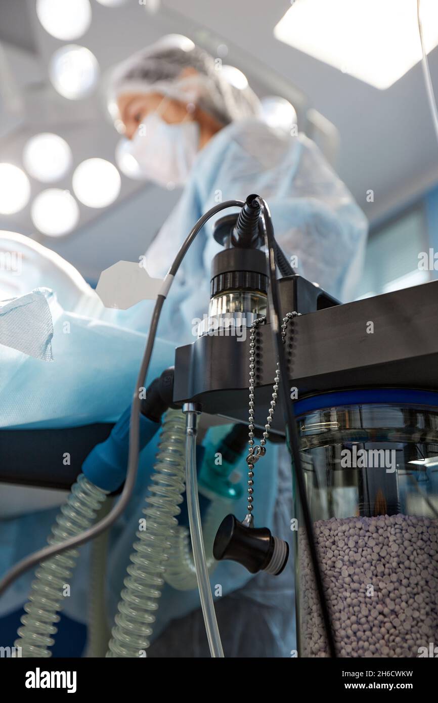 Medical Oxygen Concentrator is ready to use front of the emergency room ...