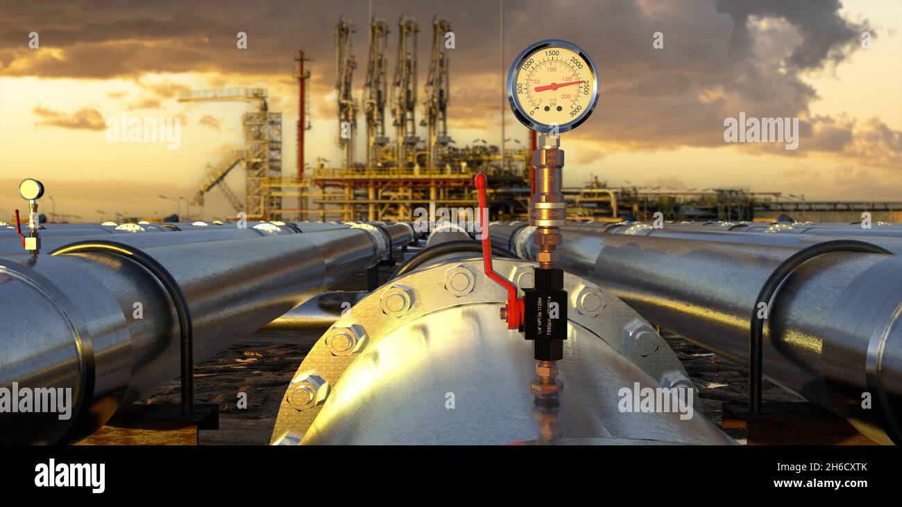 Pipelines leading the LNG terminal Stock Photo - Alamy