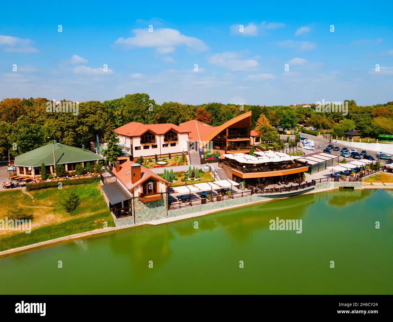 Kurortnoye lake aerial panoramic view in Nalchik, the capital city of ...