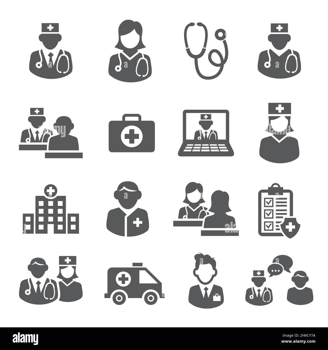 Doctor icons set on white background Stock Vector Image & Art - Alamy