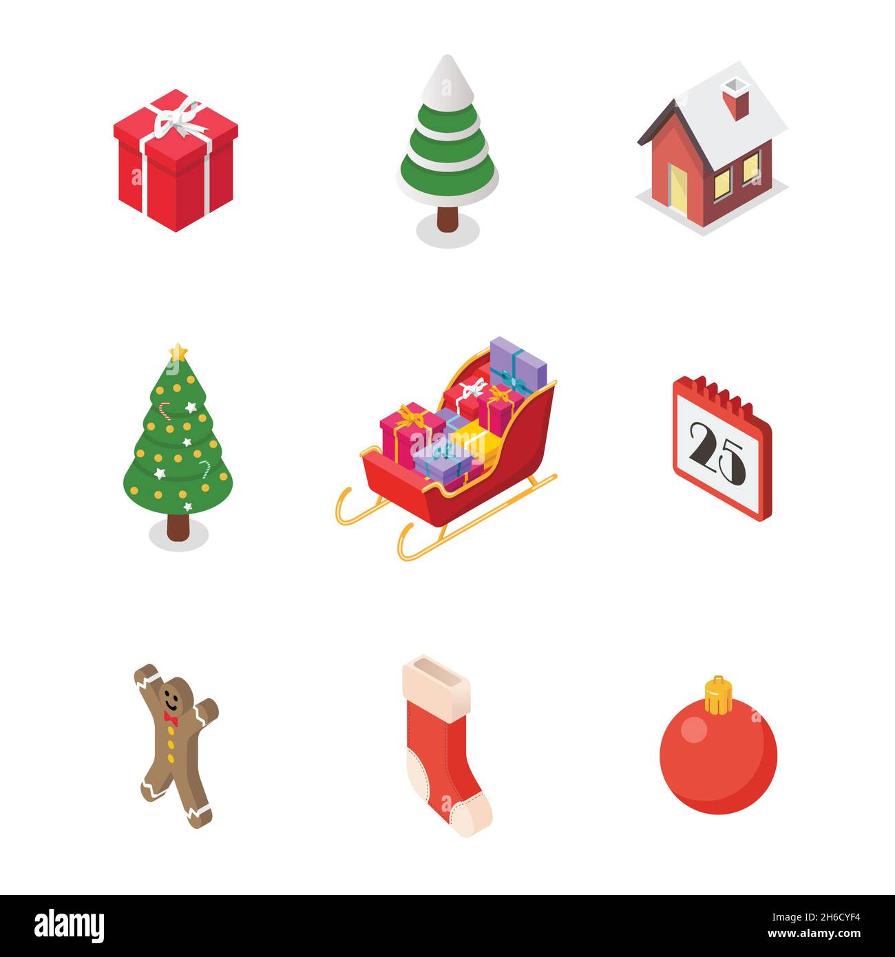 Isometric christmas icons collection. Vector illustration Stock Vector ...