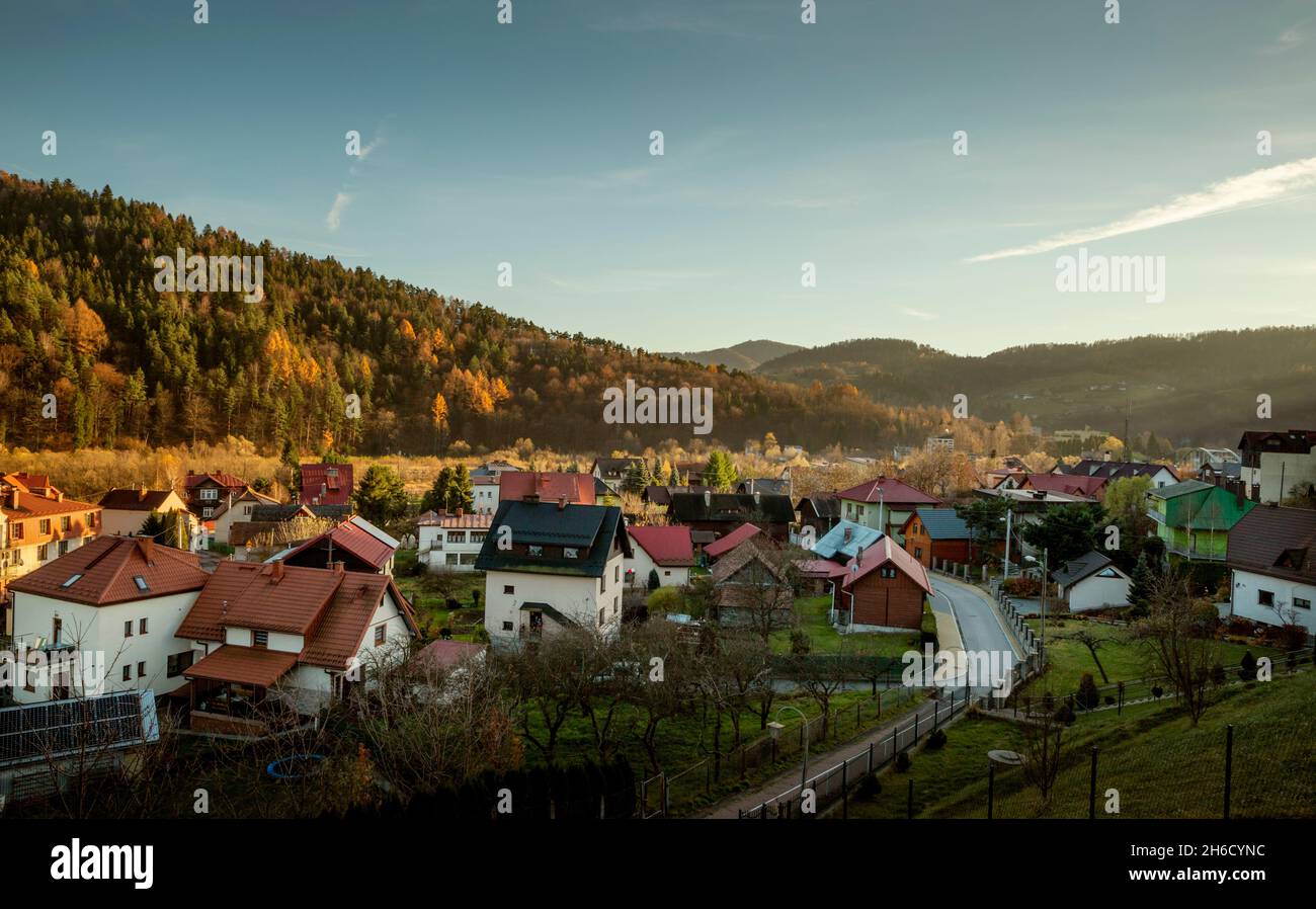 Panorama of Piwniczna-Zdroj town in Poland Stock Photo - Alamy