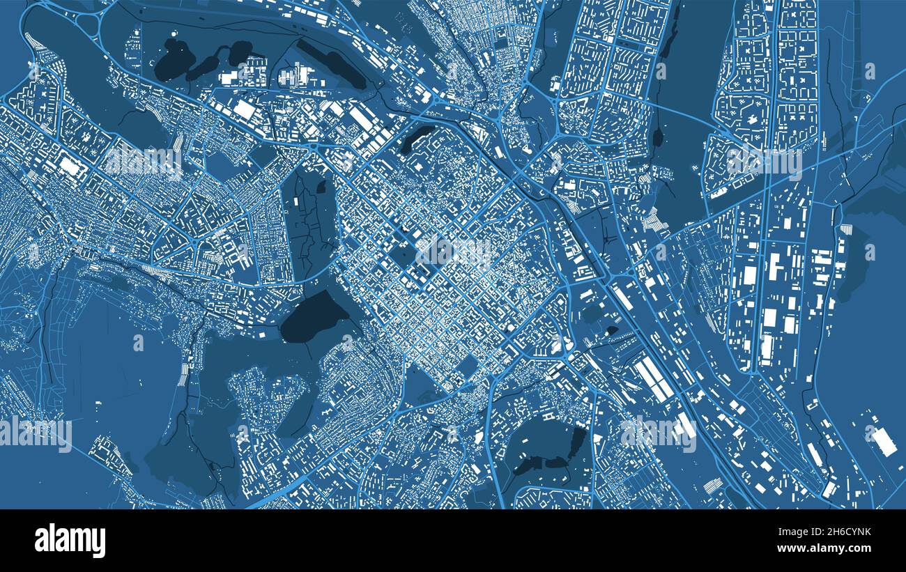 Detailed blue vector map poster of Chisinau city administrative area ...