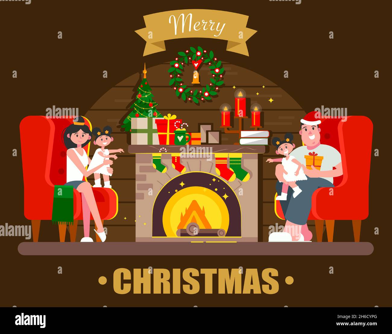 Happy girl celebrating christmas Stock Vector Images - Alamy
