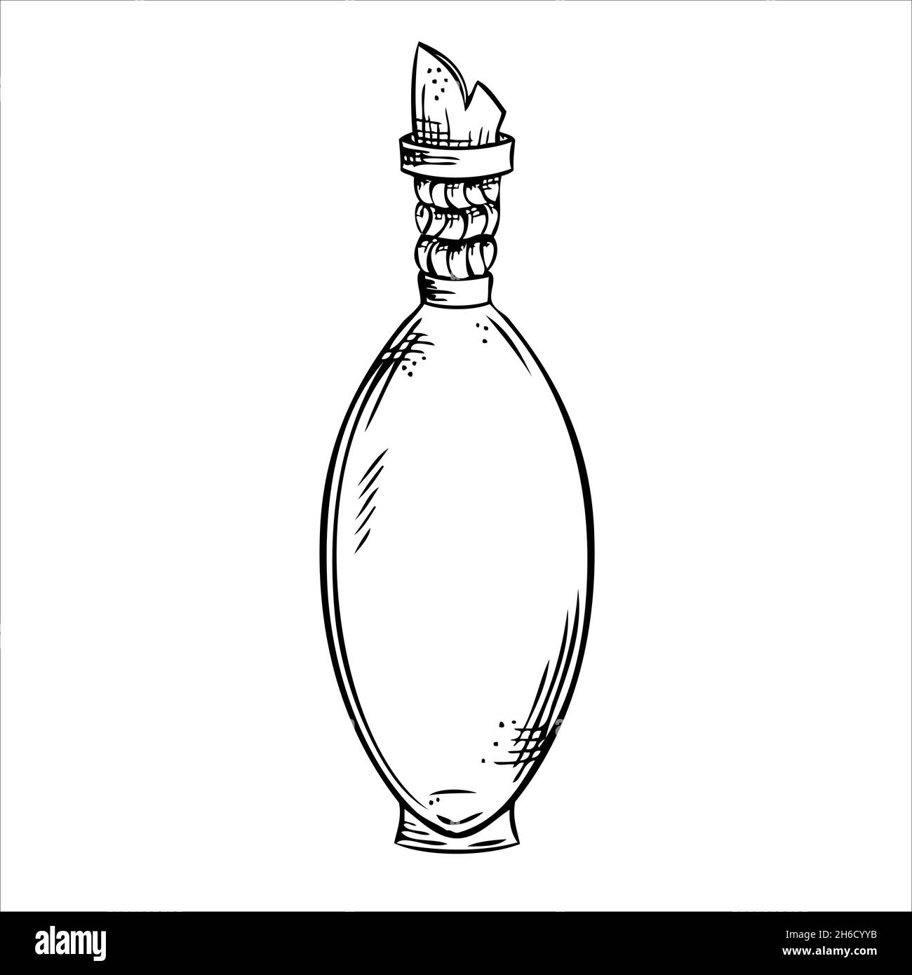 Isolated vector bottle. Line art empty transparent glass vial, bottle ...