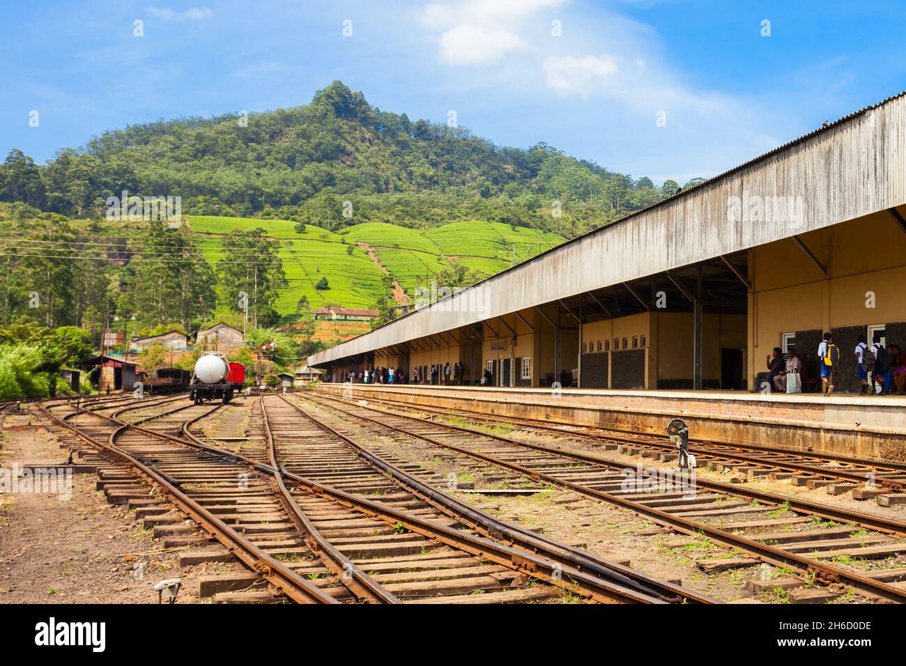 The Nanu Oya railway station near Nuwara Eliya, Sri Lanka. It is the ...
