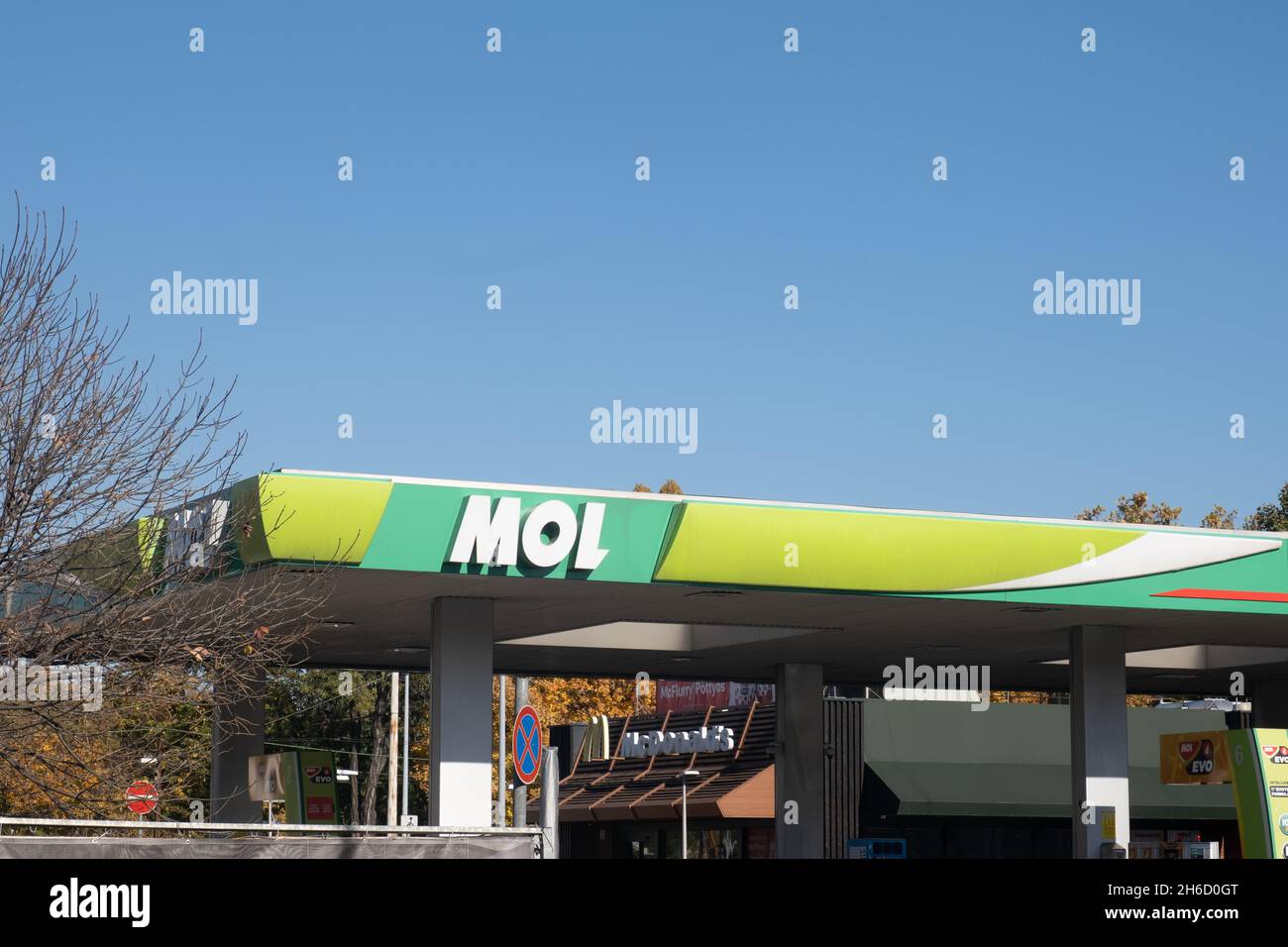 Budapest, Hungary - 1 November 2021: MOL company gas fuel station ...
