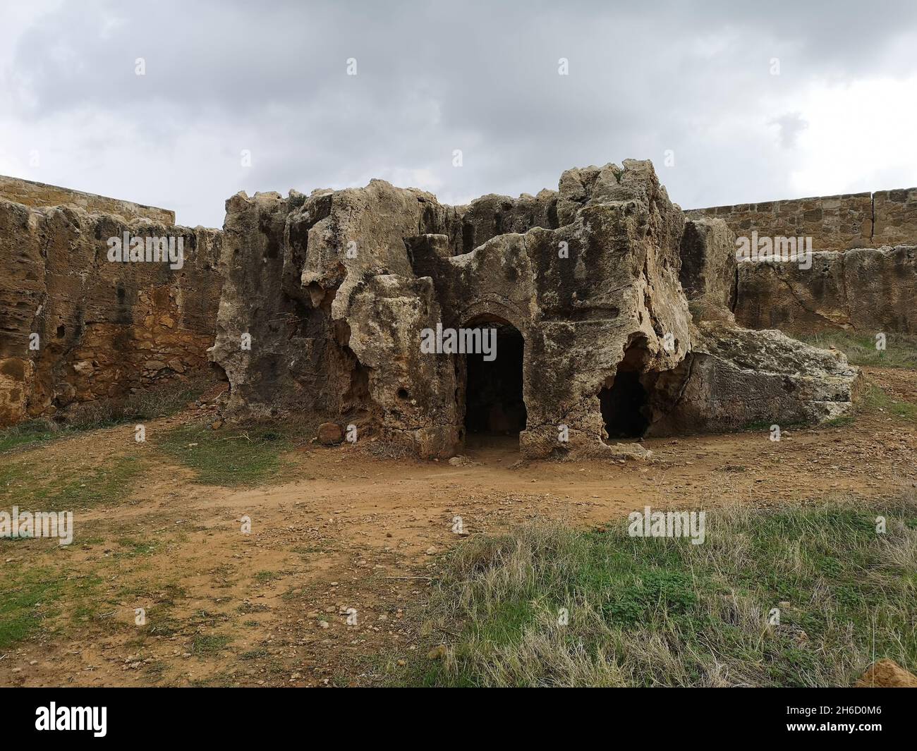 Ancient graves in the outdoor museum of Paphos, Cyprus. Tombs of the ...