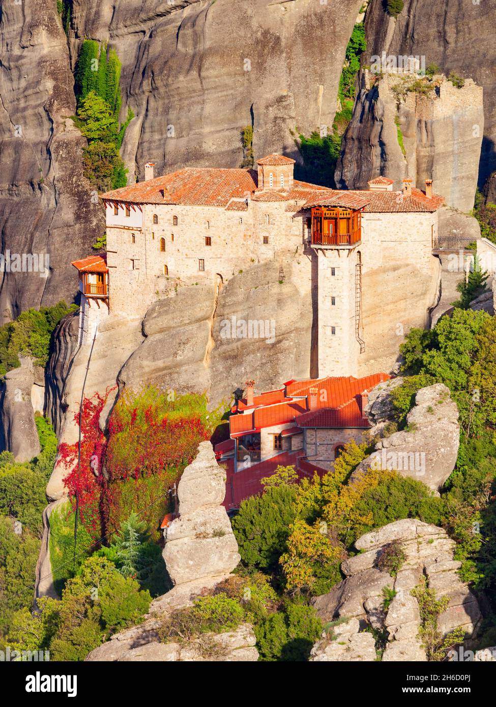 The Monastery of Rousanou or St. Barbara Monastery at Meteora. Meteora ...