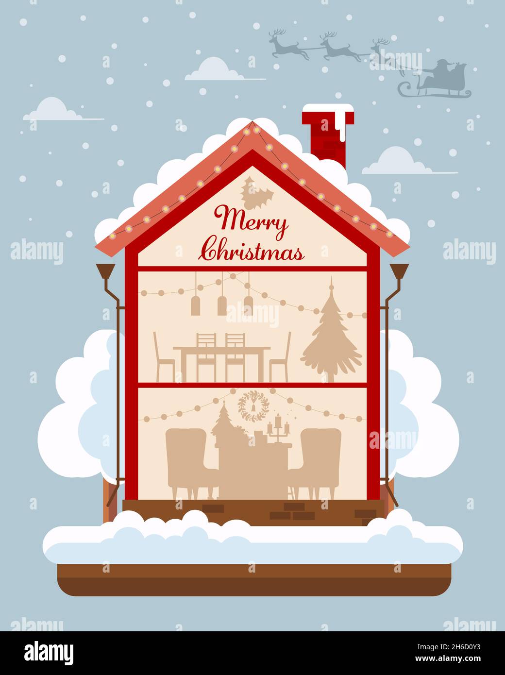 Christmas house interior Stock Vector Images - Alamy