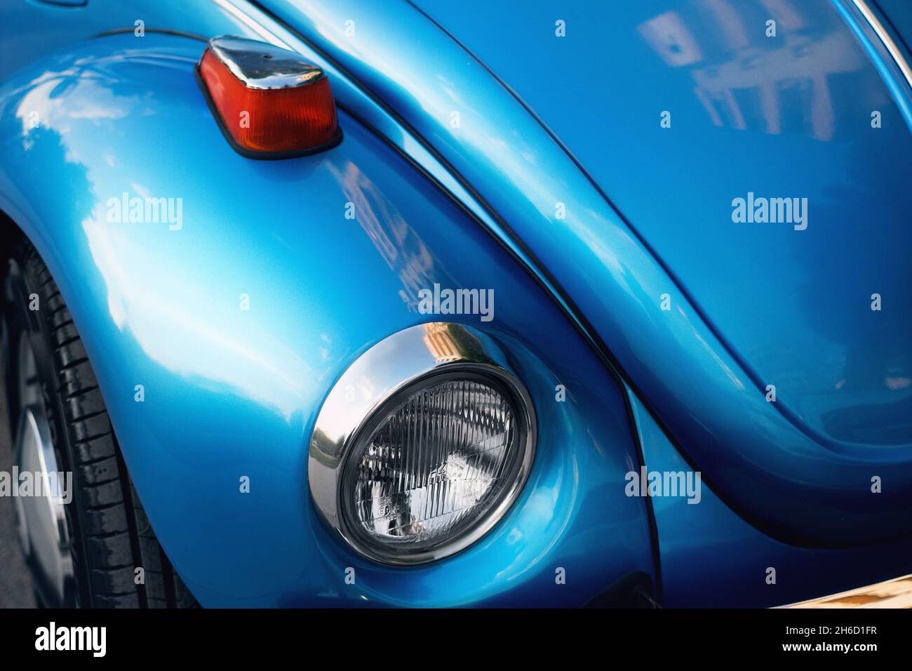 Izmir, Turkey - July 6, 2021: Close up shot of Front view of Blue ...