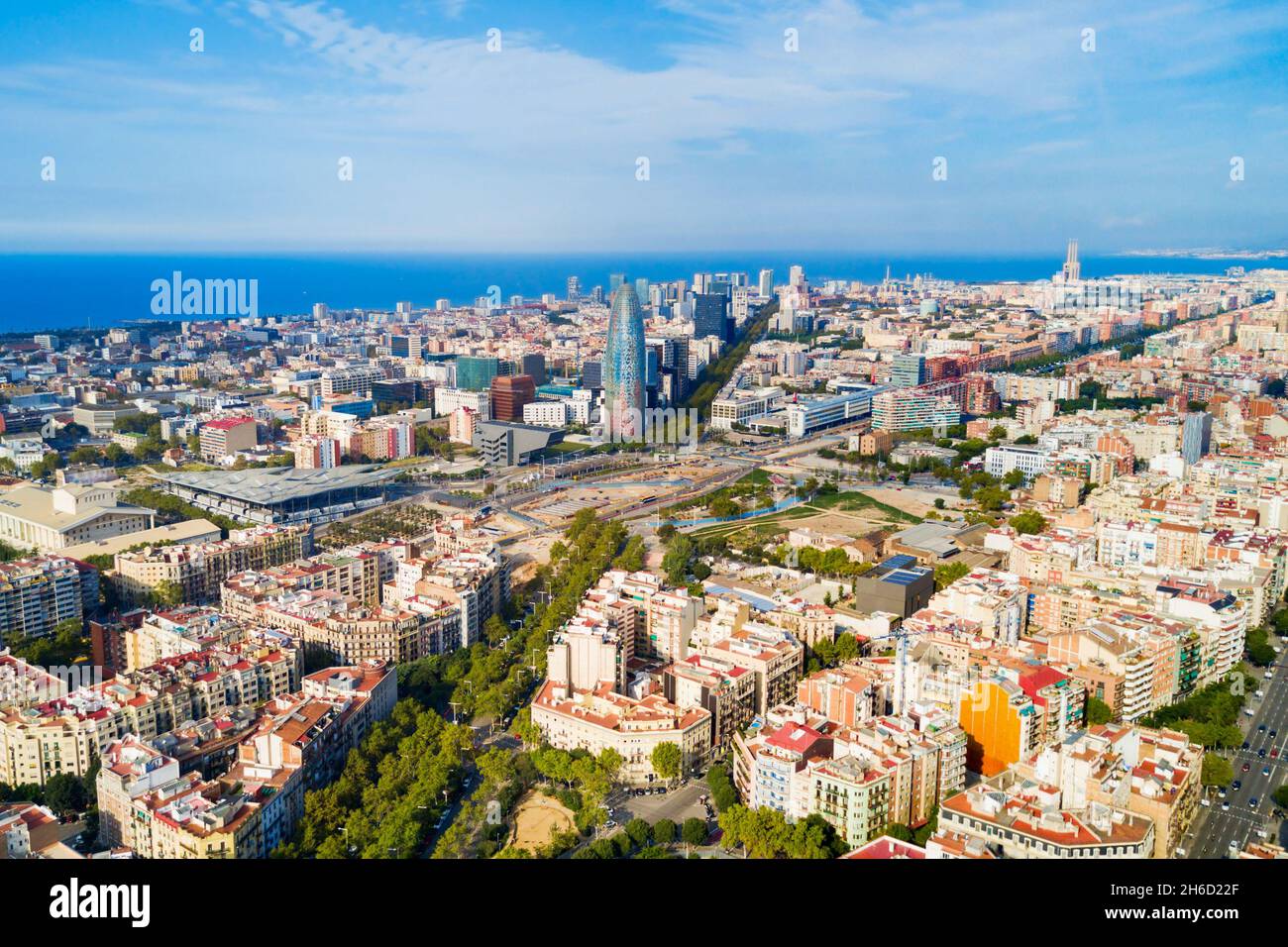 Barcelona aerial panoramic view. Barcelona is the capital and largest ...