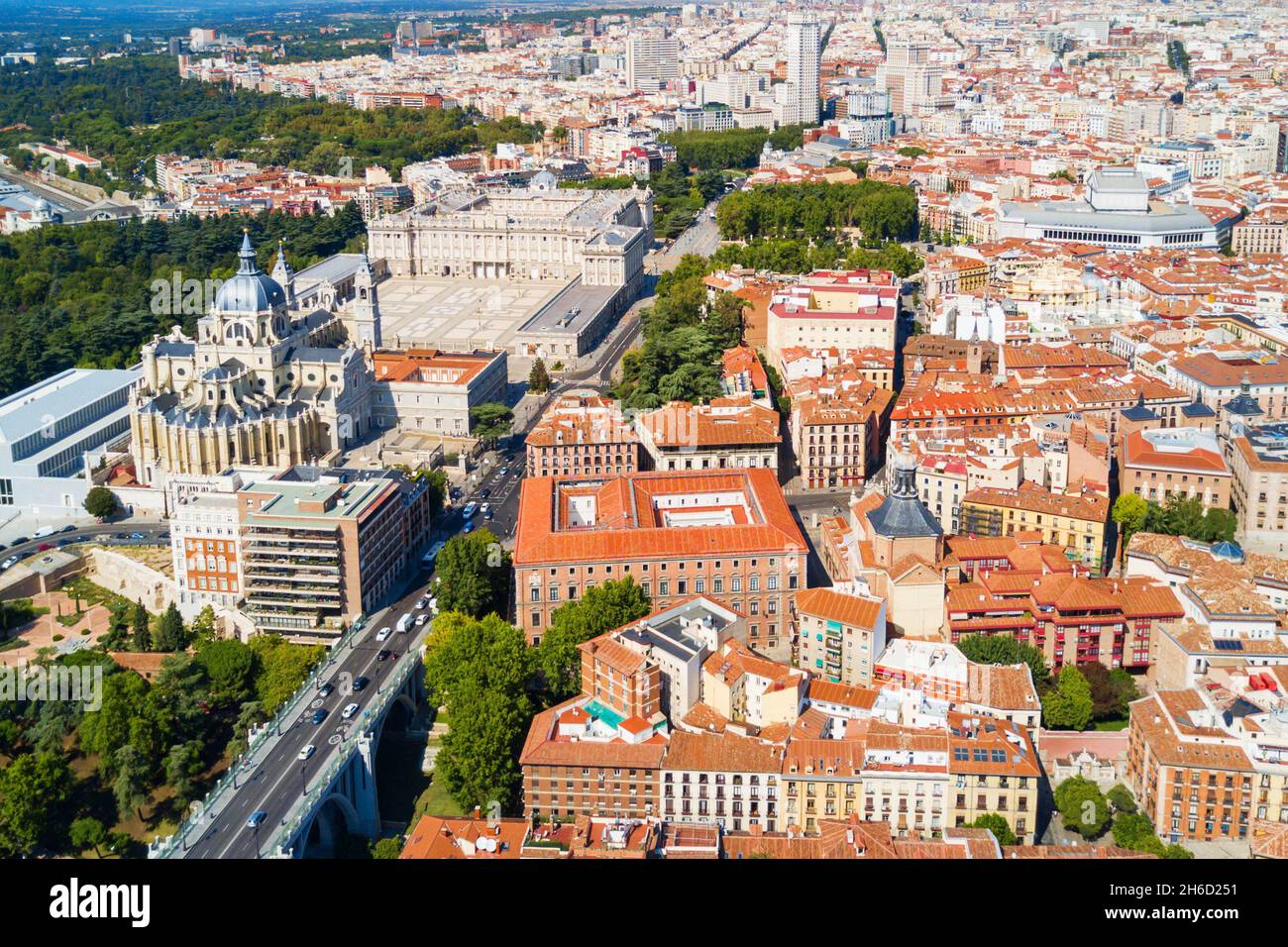 Madrid city centre aerial panoramic view in Spain Stock Photo - Alamy