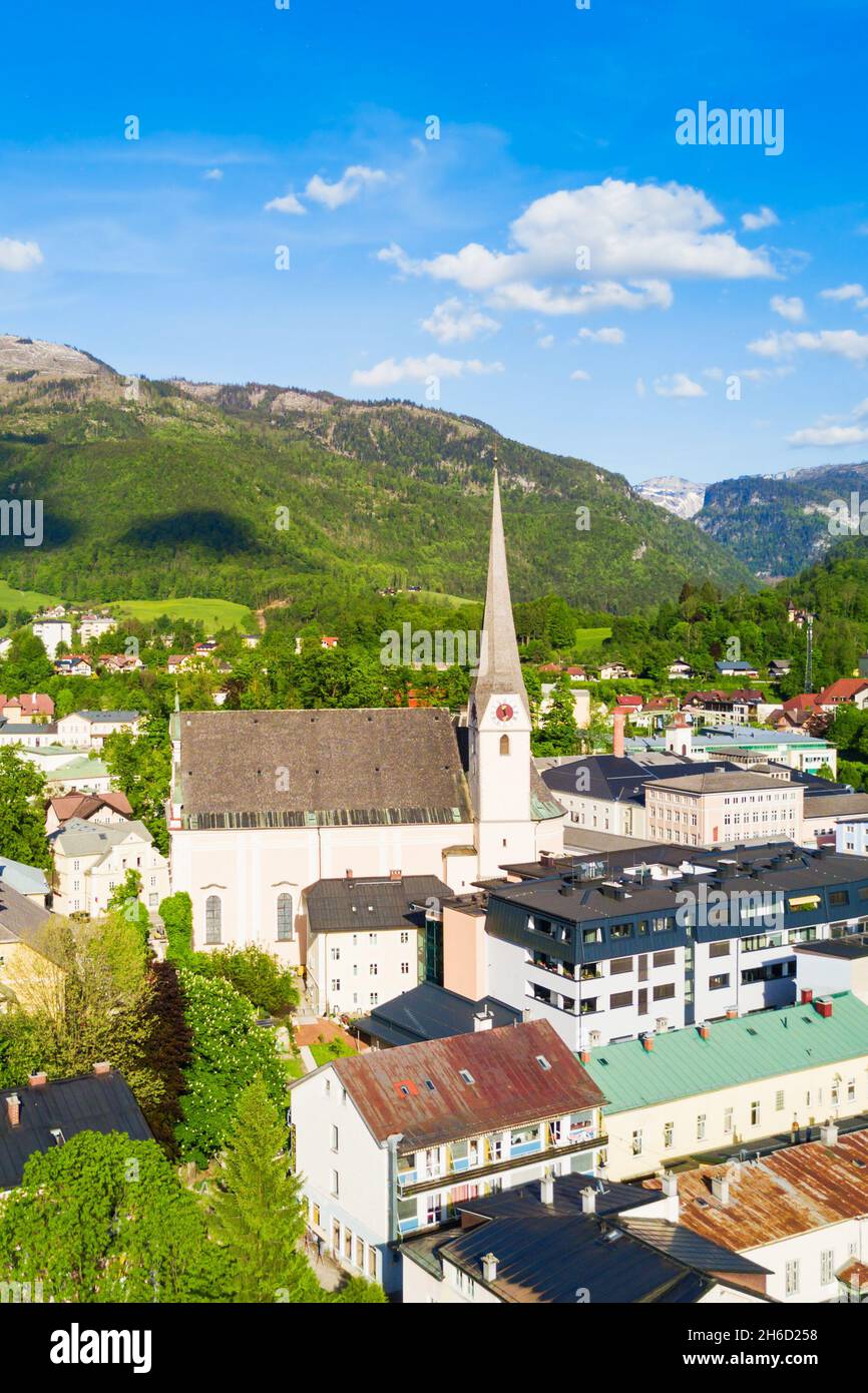 Pfarrkirche Bad Ischl or Parish Church aerial panoramic view, Austria ...