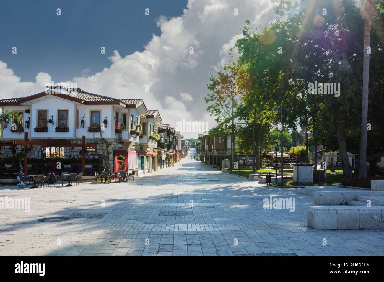 Side, Antalya, Turkey - 06.28.2021 : The streets of the city centre ...