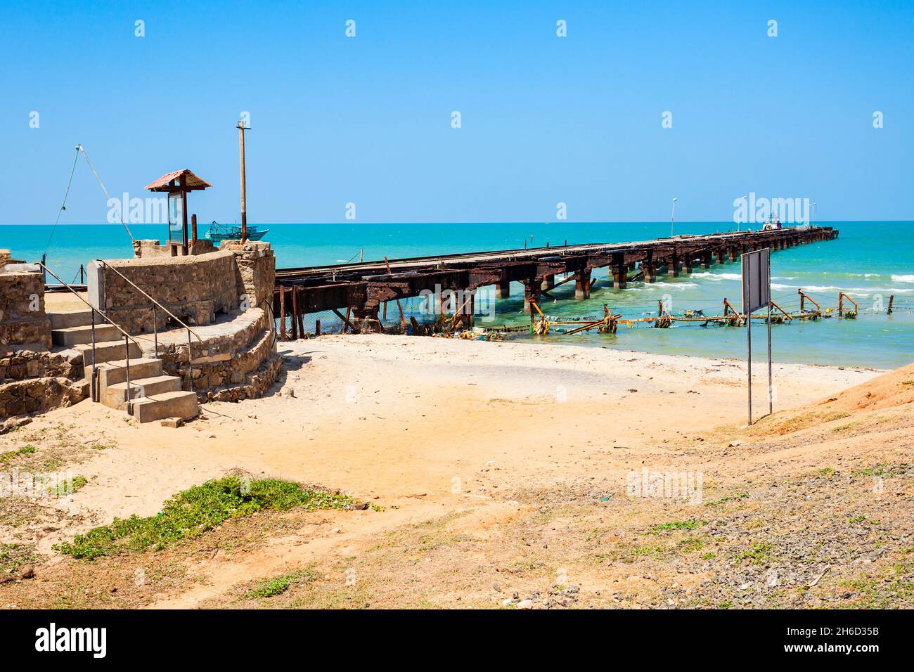 Talaimannar pier, Sri Lanka. Talaimannar is located on the northwestern ...