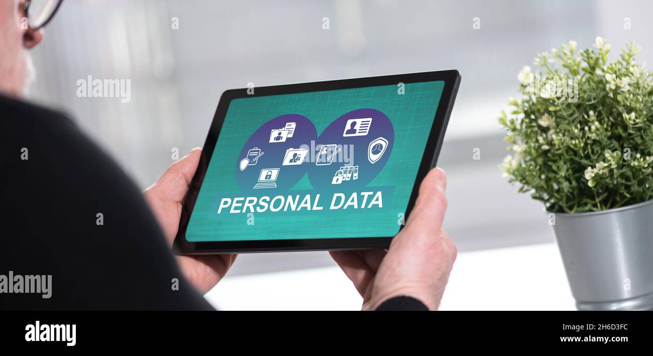 Tablet screen displaying a personal data concept Stock Photo - Alamy