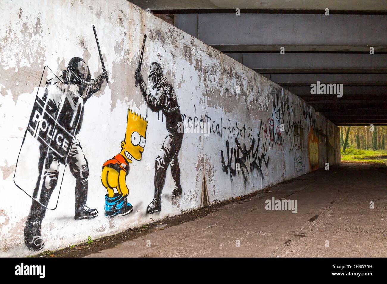 Kidderminster, UK. 15th November, 2021. Graffiti suspected to be, but ...