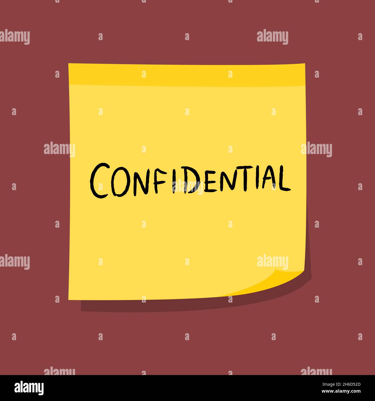 Confidential sign. Yellow sticky note message. Paper sign Stock Vector ...