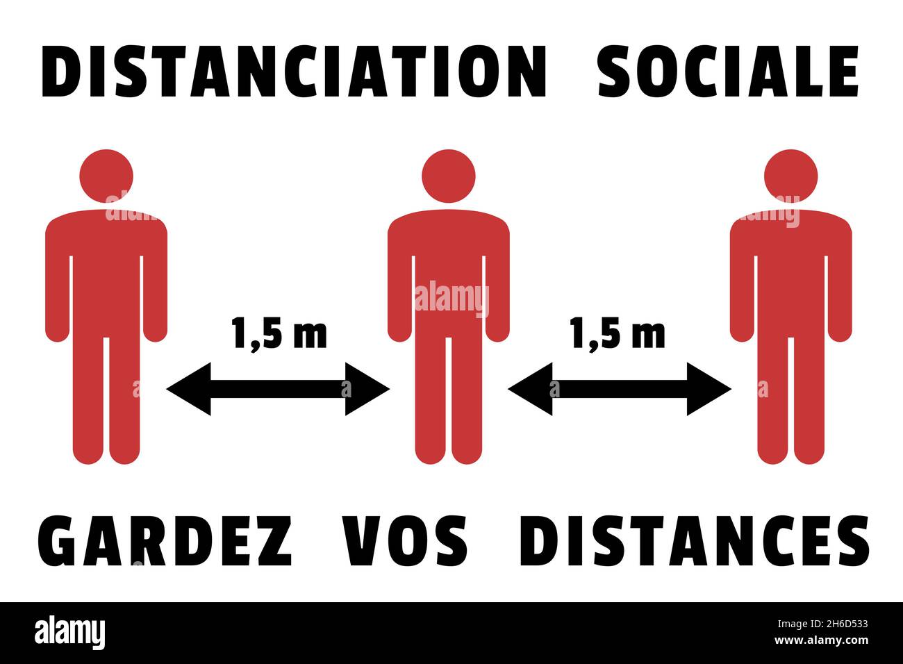 French language social distancing sign vector. Distanciacion sociale ...