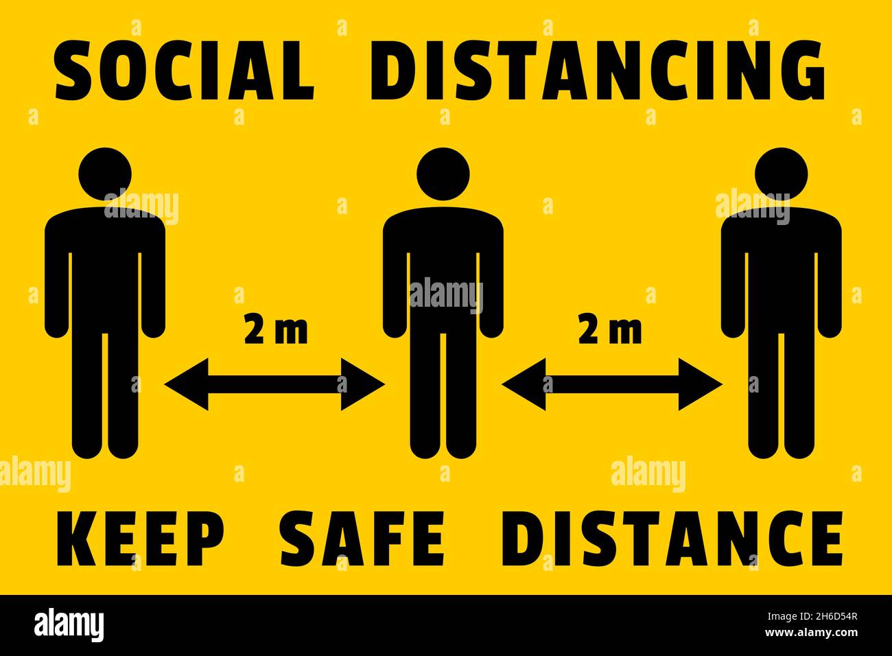 Social distancing vector sign. Keep safe distance. Yellow and black ...