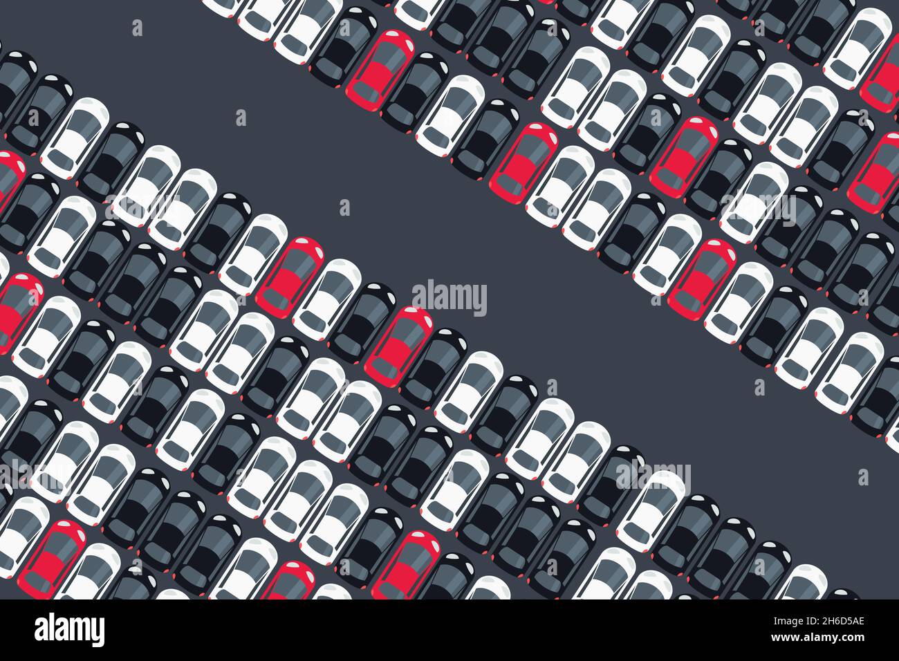 Car factory parking lot. New car logistics center - vector illustration ...