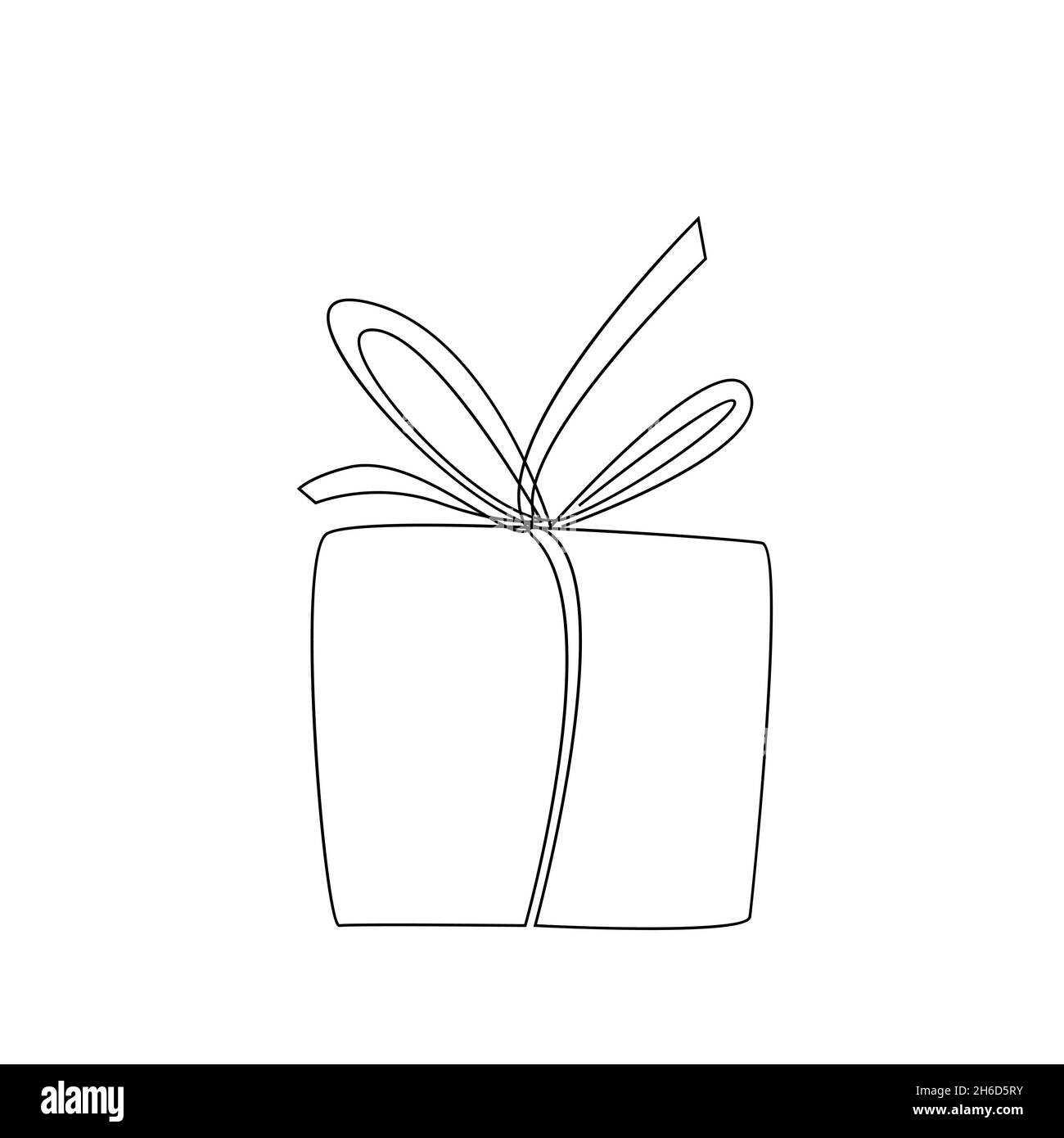 Present box in continuous one line drawing style, vector illustration ...