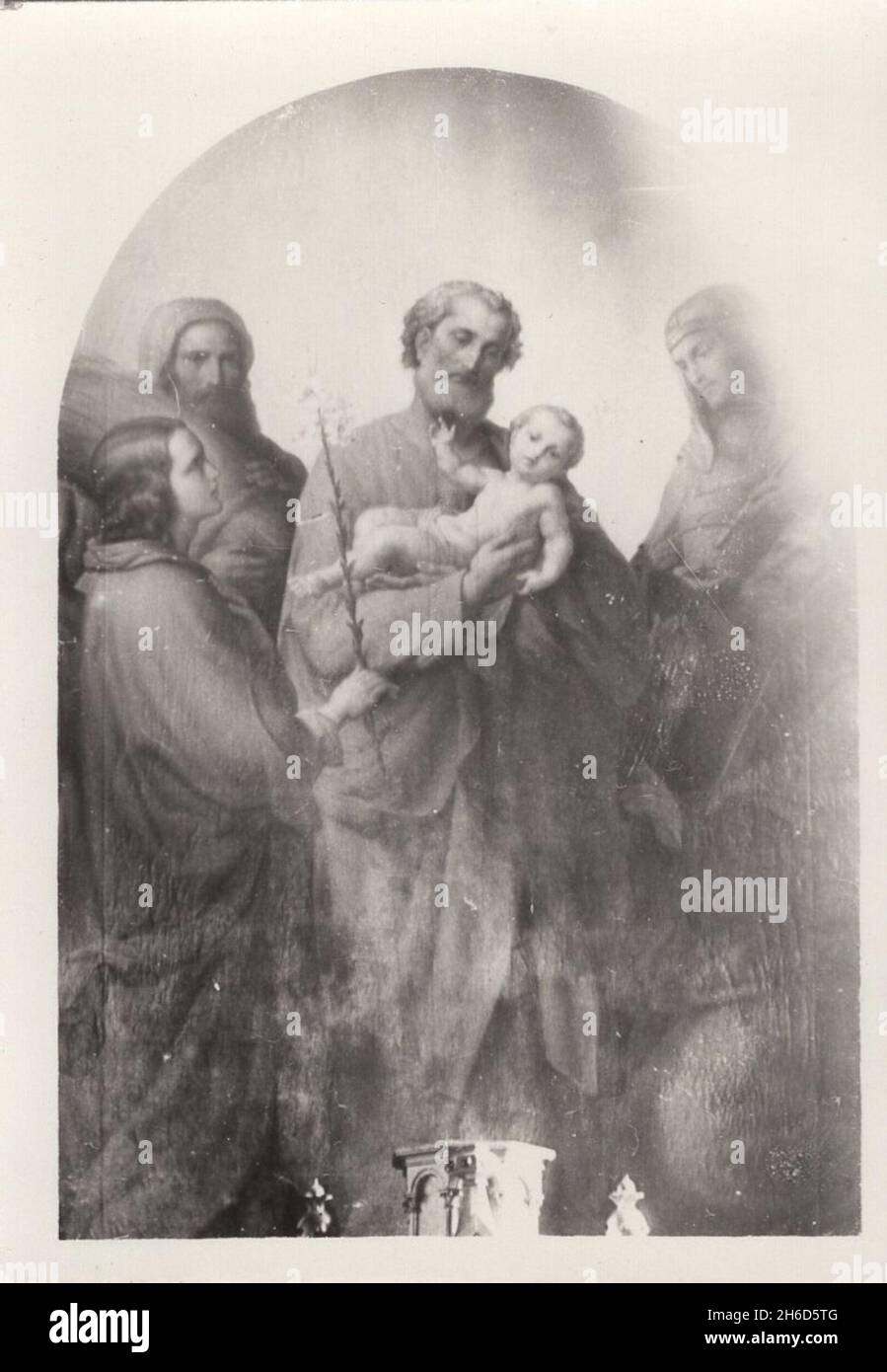 antique monochrome holy card the baby Jesus with Saint Joseph, Maria St ...