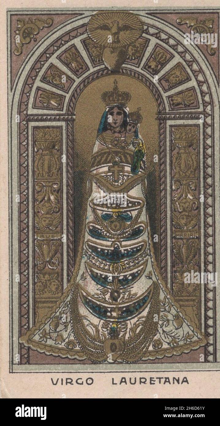 antique lithograph holy card Madonna St Mary witht the baby Jesus. old ...