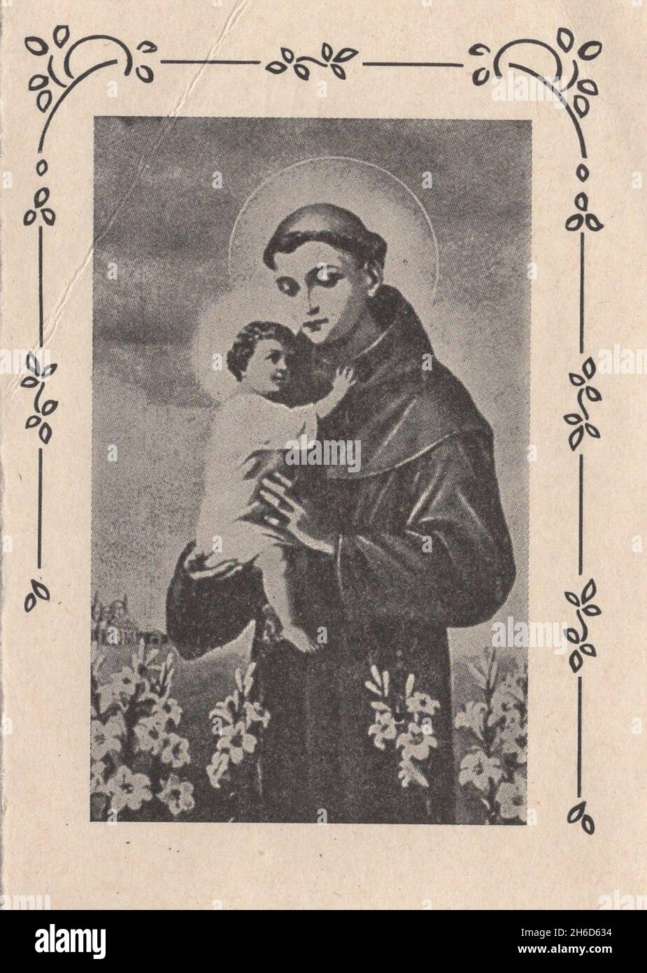 antique monochrome holy card again the baby Jesus with Anthony of Padua ...