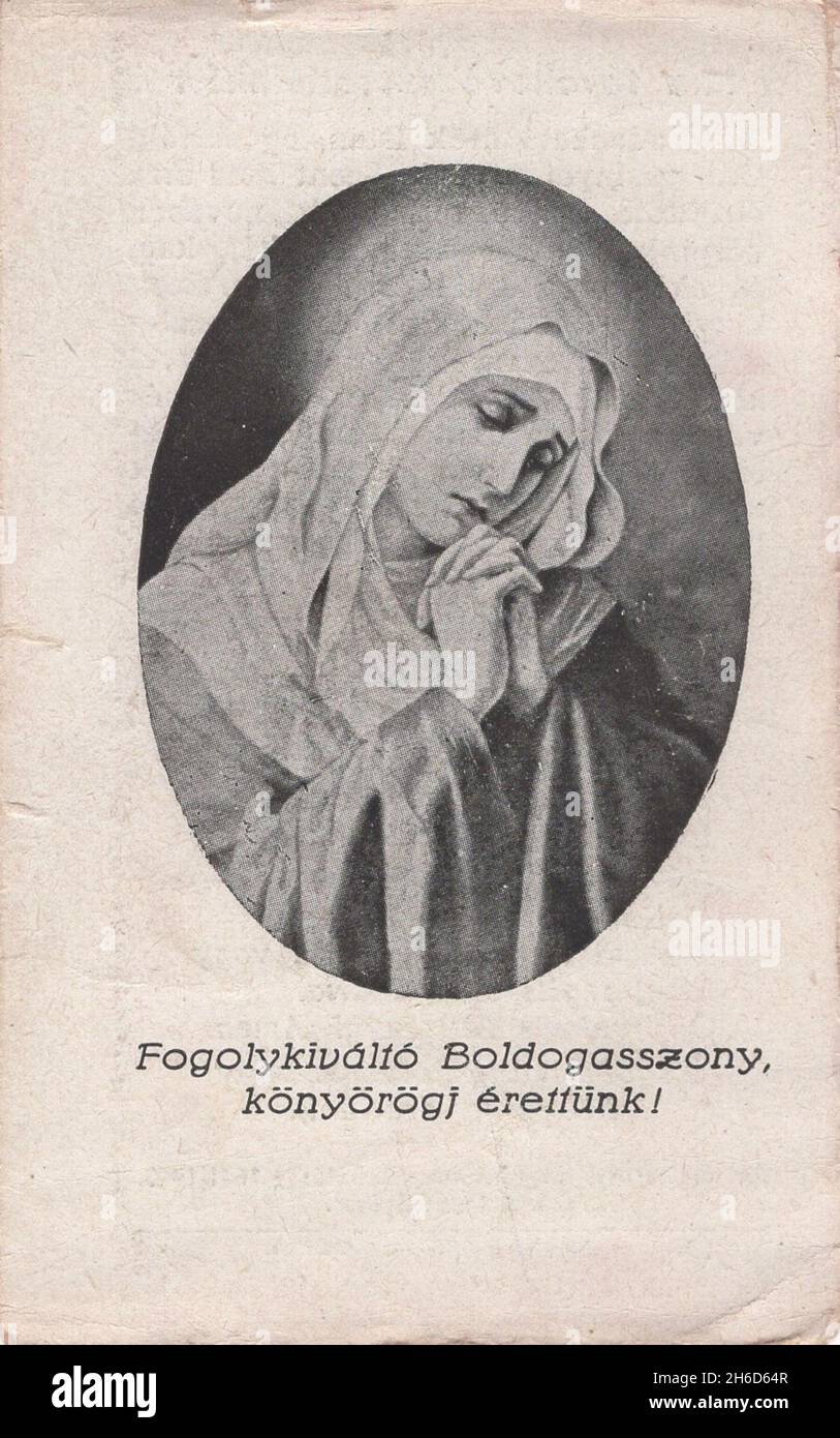 vintage holy card monochrome praying Saint Mary Maria 1900s ...