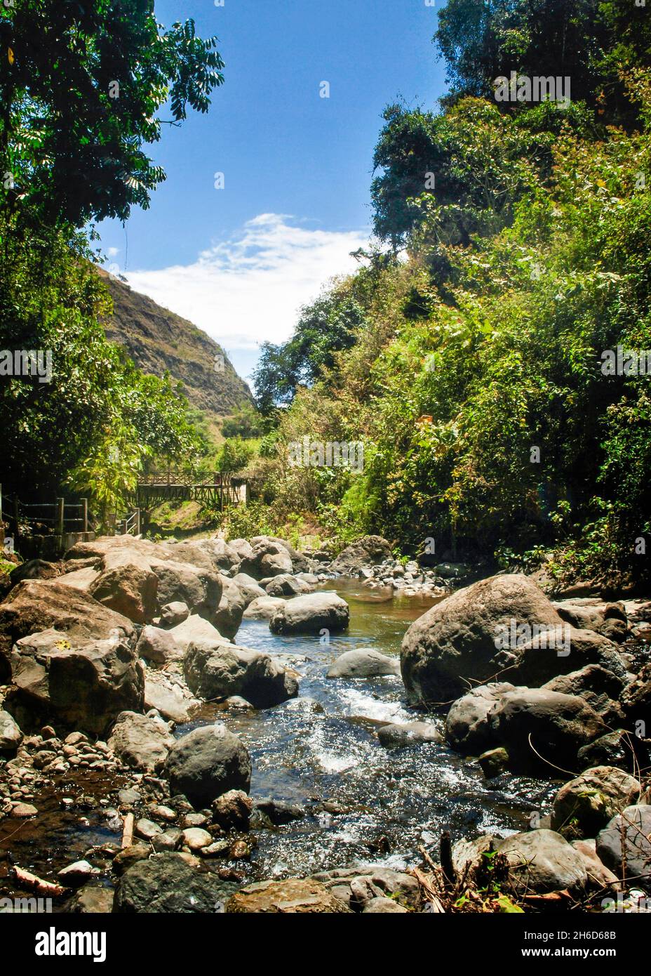 Creek and stones from Panama waterfall. Huigra, Chimborazo, Ecuador ...