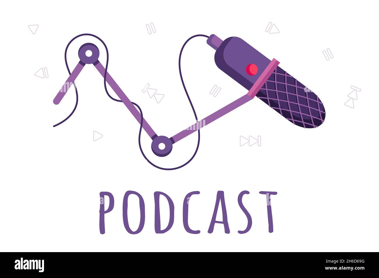 Podcast and audio icon set in a flat style, isolated on a white ...