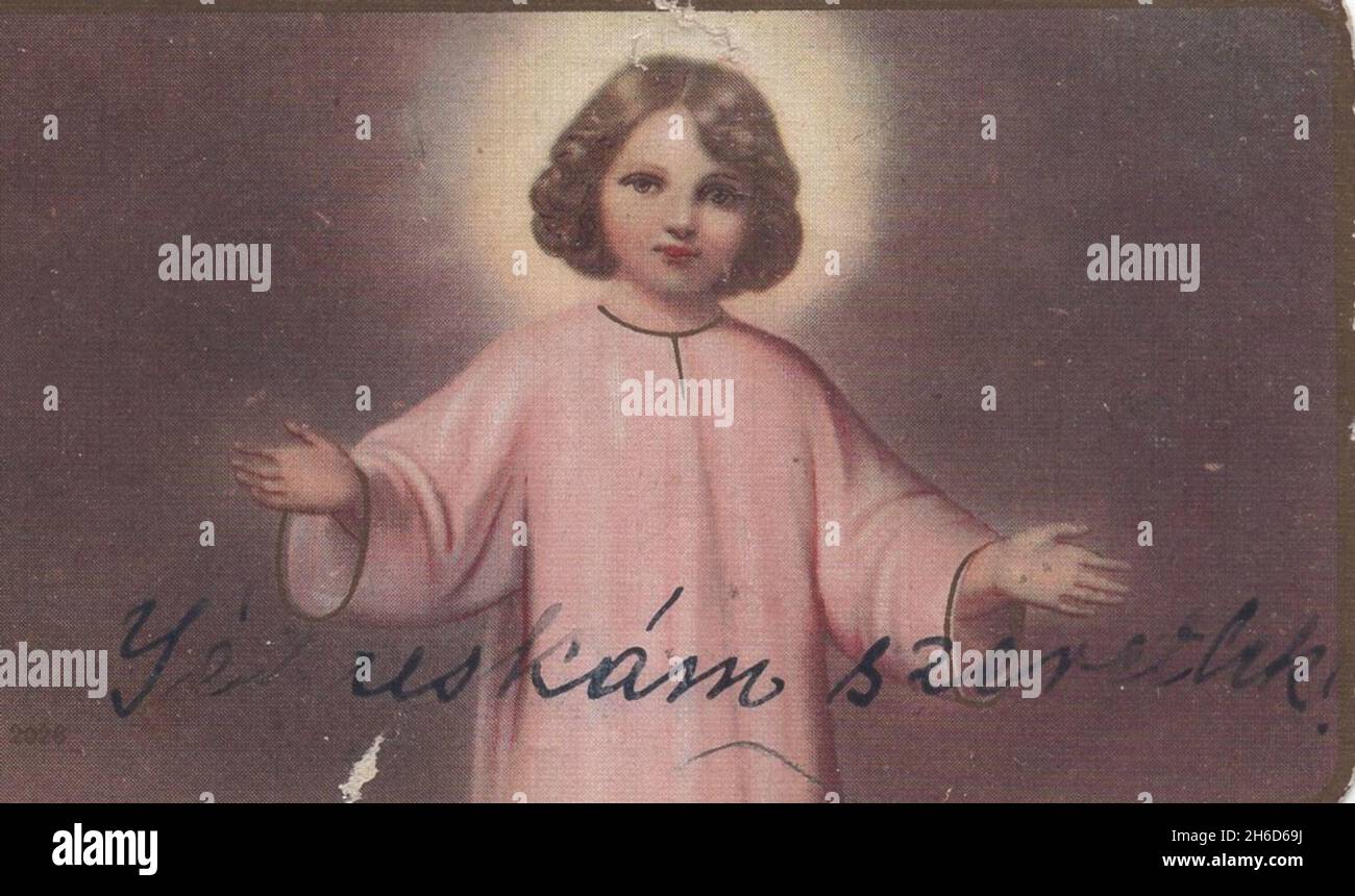 vintage holy card young Jesus 1920s unrecognisable handwrite Additional ...