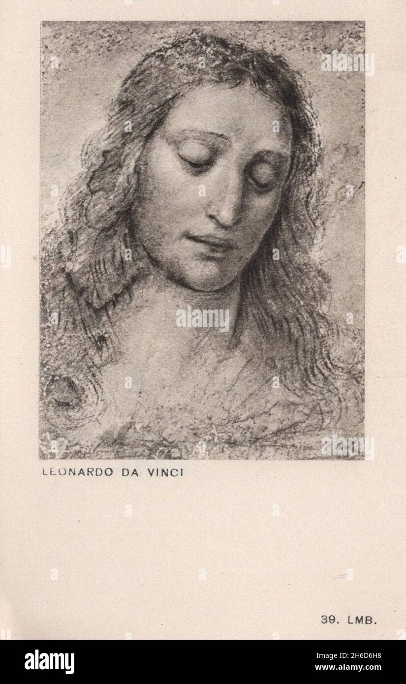 vintage holy card Jesus. old master. Masterpiece Leonardo Da Vinci ...