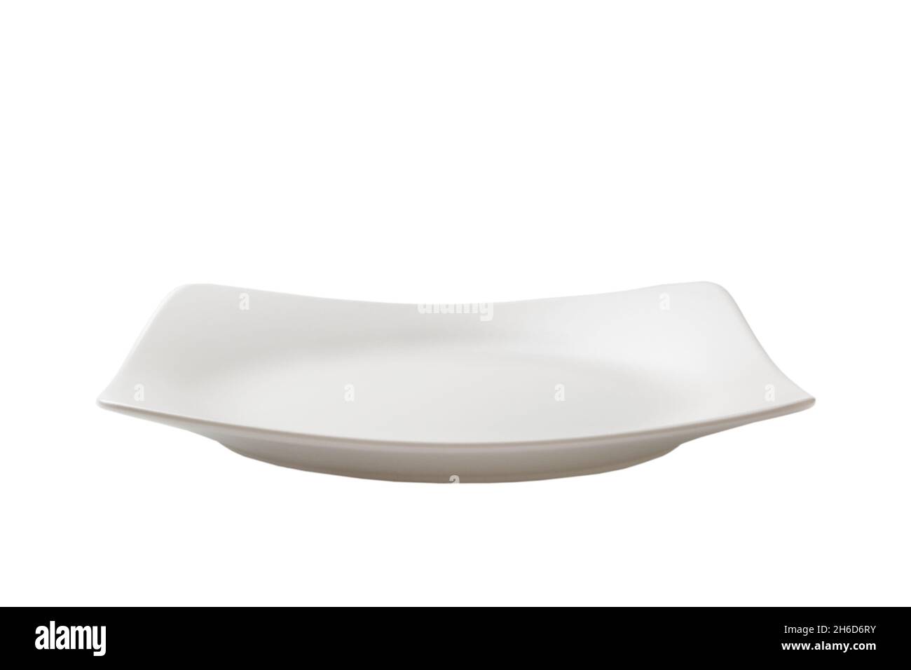 glass square plate isolated over white background. perspective view ...