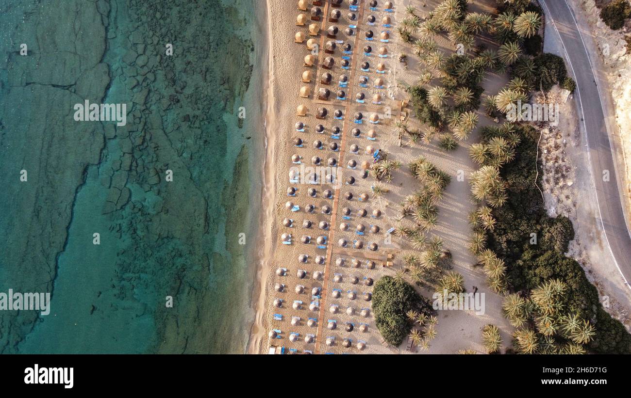 Aerial view of the beach with a road on the side Stock Photo - Alamy