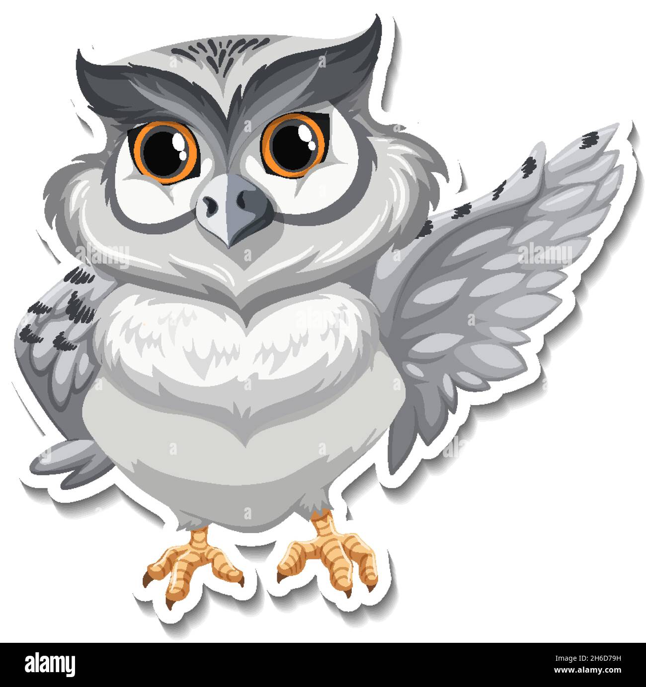 Grey owl bird cartoon character sticker illustration Stock Vector Image ...