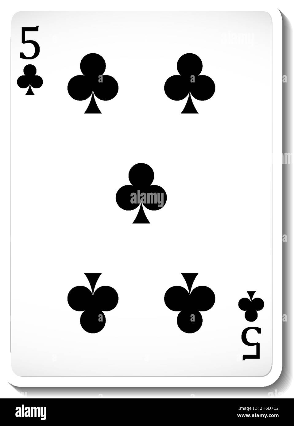 Five of Clubs Playing Card Isolated illustration Stock Vector Image ...