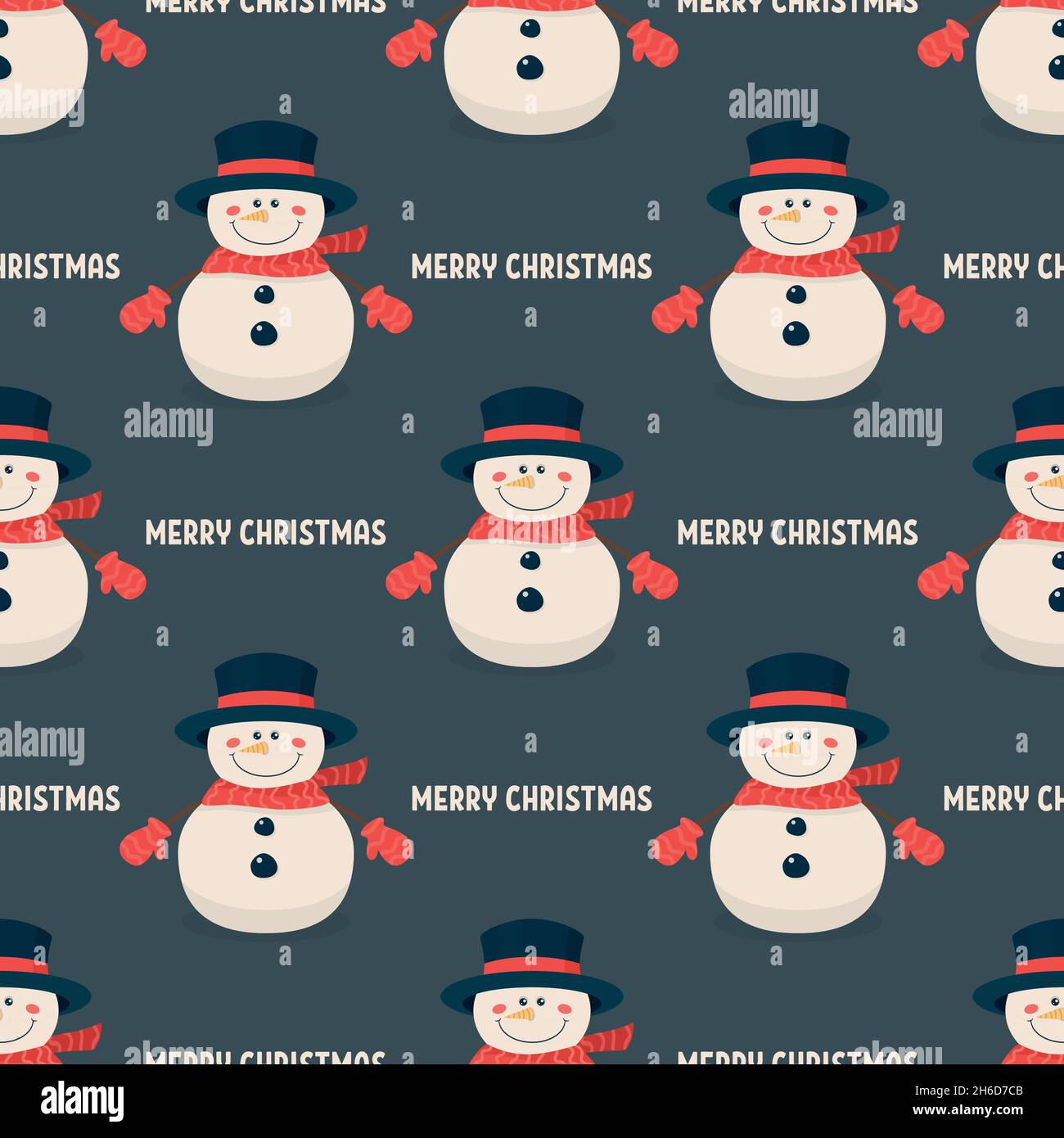 Merry Christmas. Vector Seamless Pattern with Christmas Cute Snowman in ...