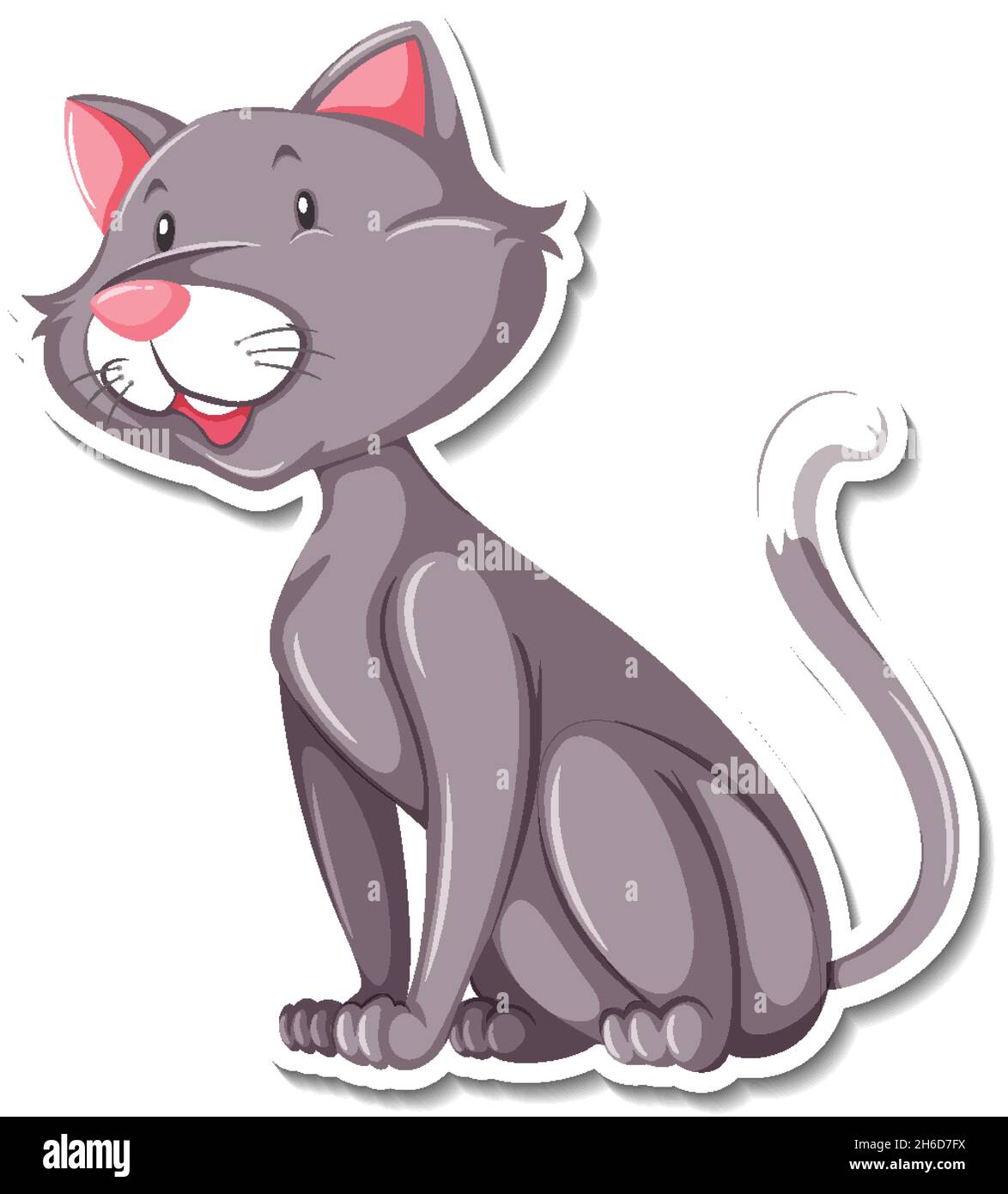 Grey cat animal cartoon sticker illustration Stock Vector Image & Art ...
