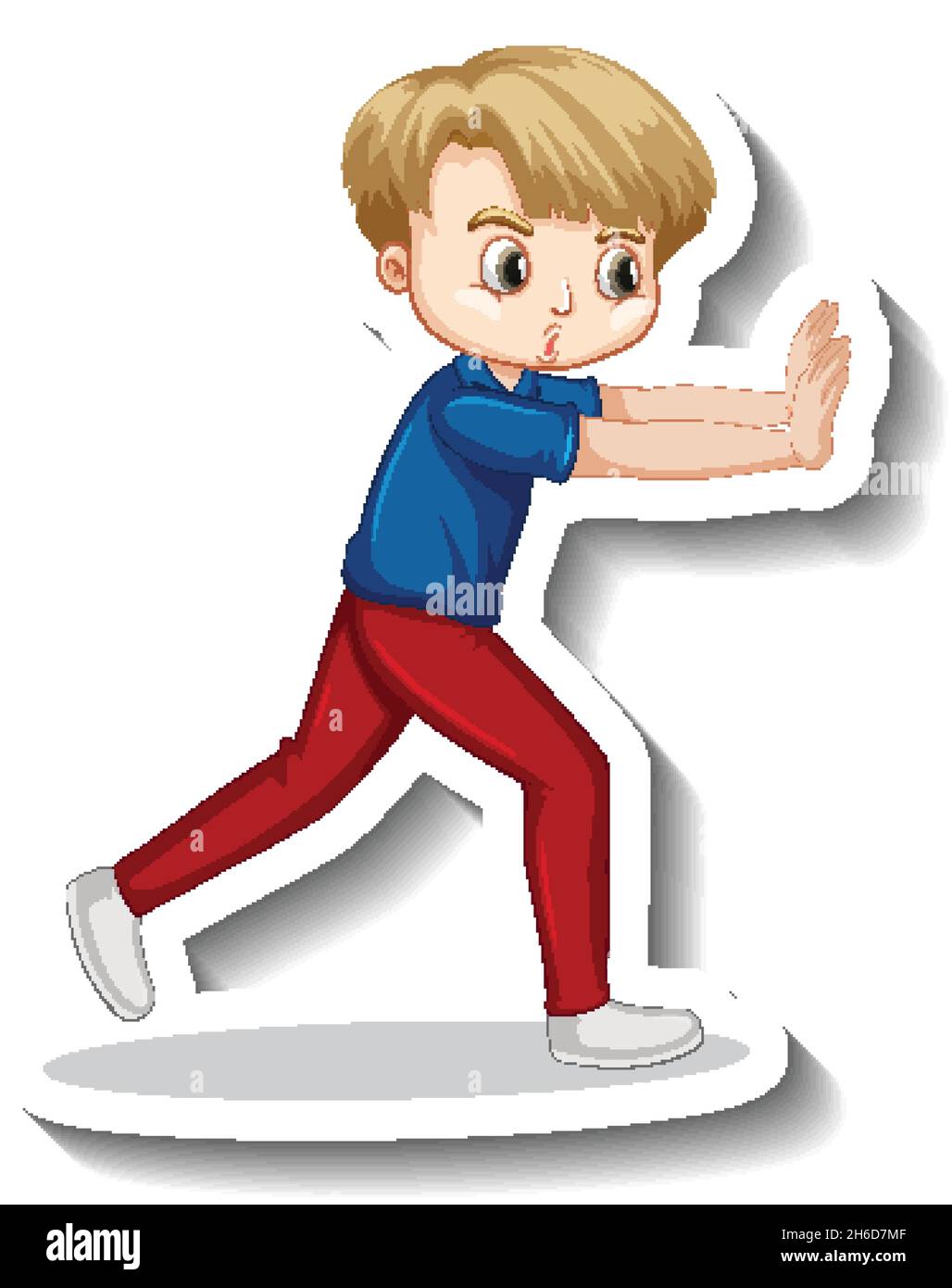 Boy pushing something cartoon character illustration Stock Vector Image ...