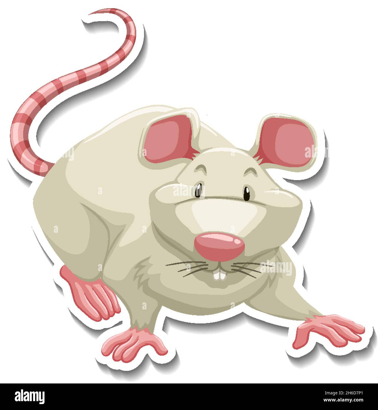 White mouse cartoon character sticker illustration Stock Vector Image ...