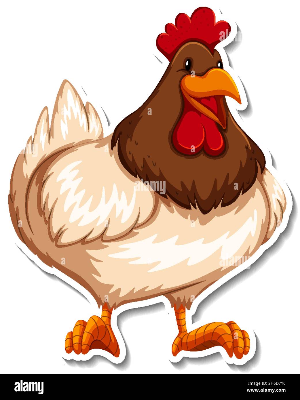Chicken animal farm animal cartoon sticker illustration Stock Vector ...
