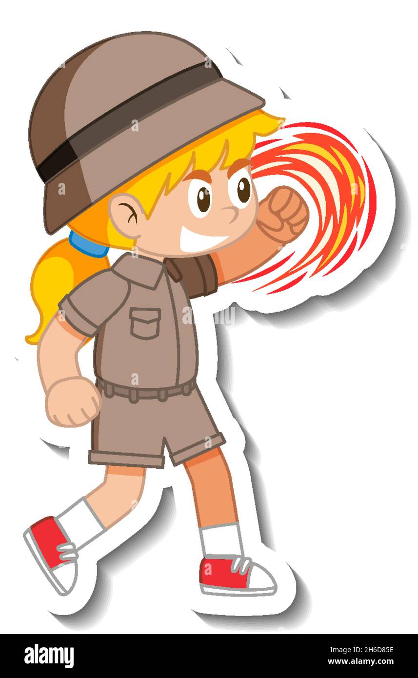 Little girl scout cartoon character sticker illustration Stock Vector ...