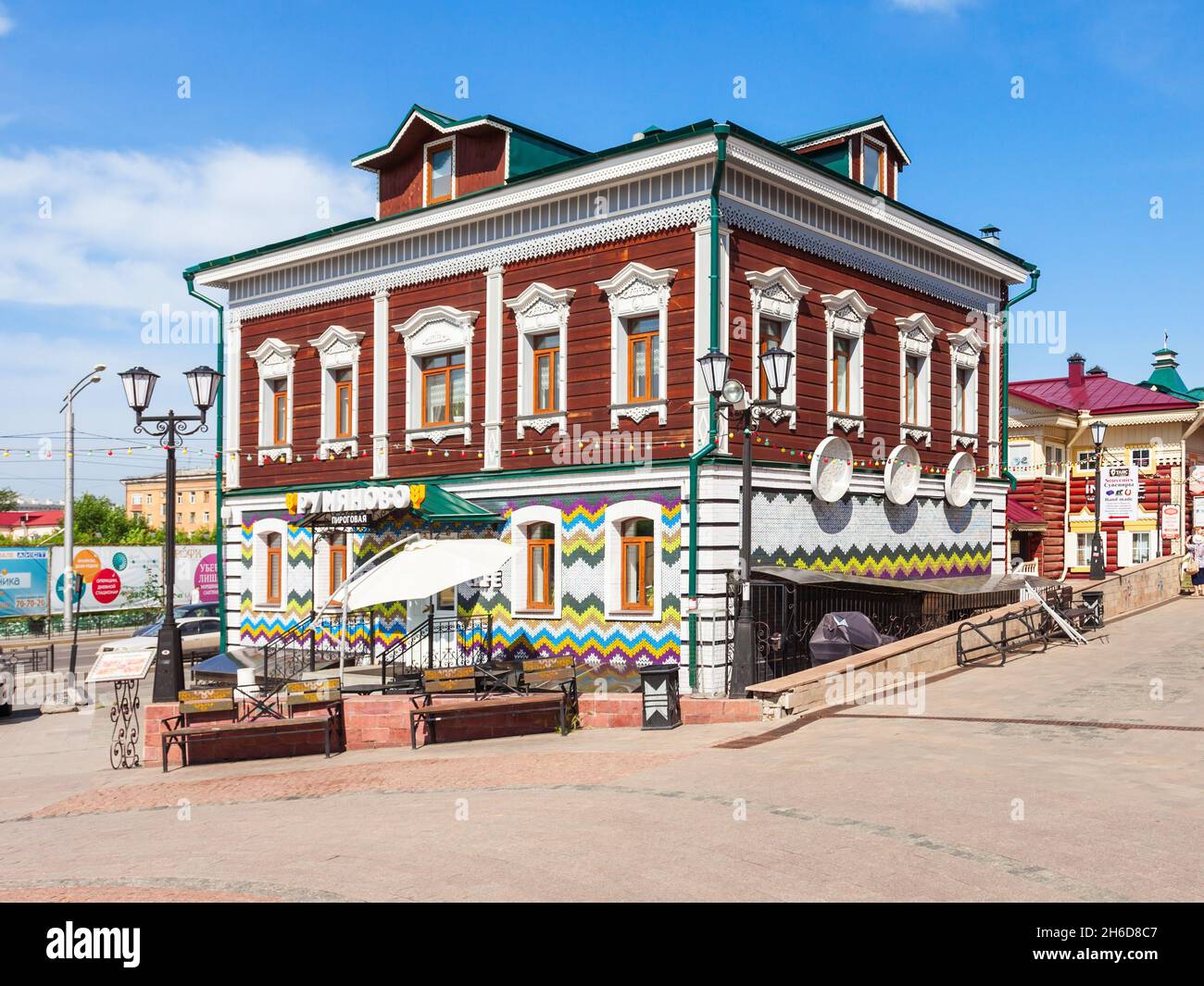 IRKUTSK, RUSSIA - JULY 07, 2016: 130 Kvartal quarter Irkutsk Sloboda is ...