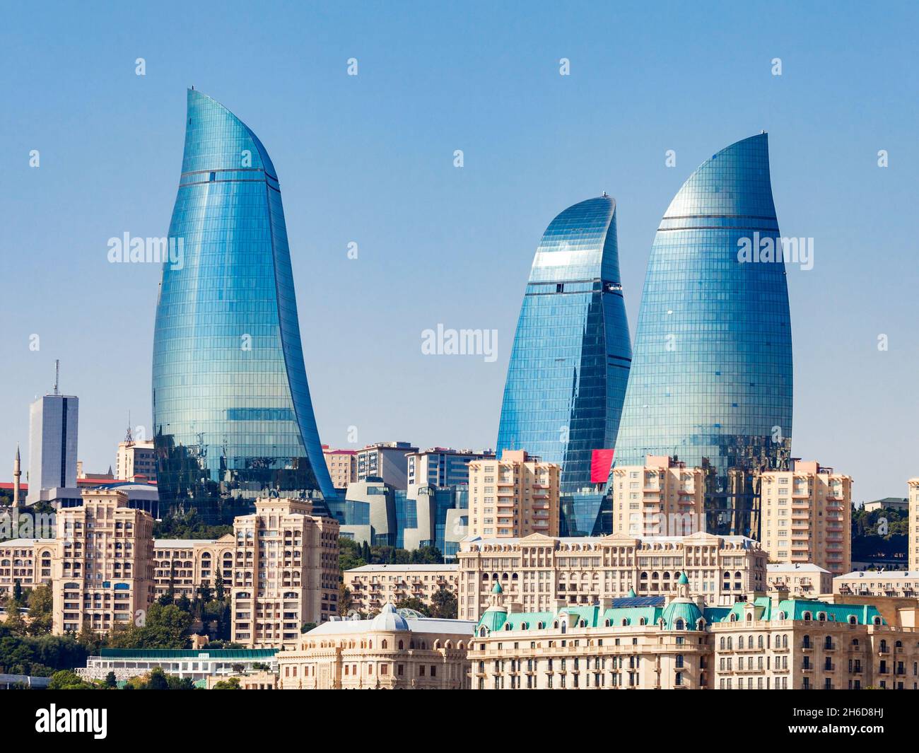 BAKU, AZERBAIJAN - SEPTEMBER 15, 2016: Baku Flame Towers is the tallest ...