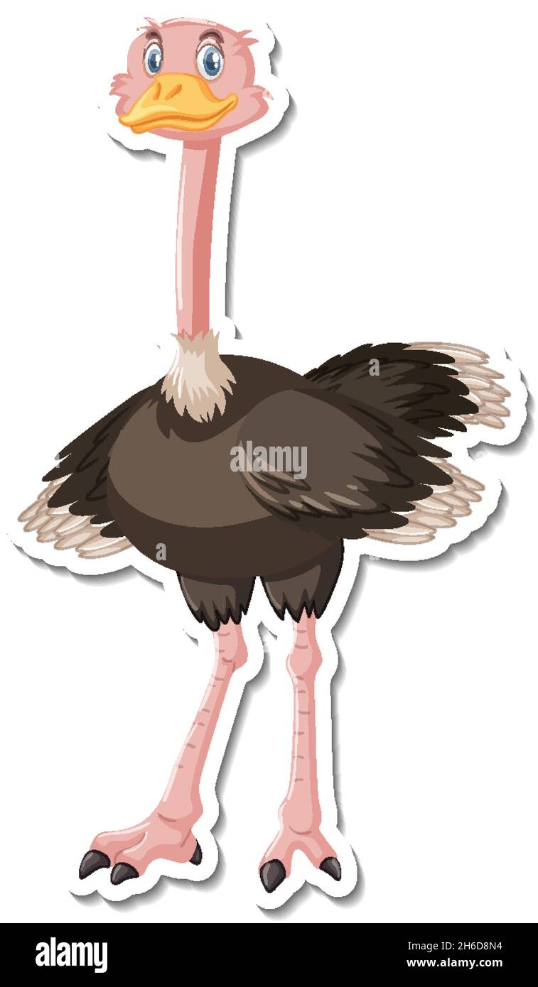 Ostrich cartoon character sticker illustration Stock Vector Image & Art ...